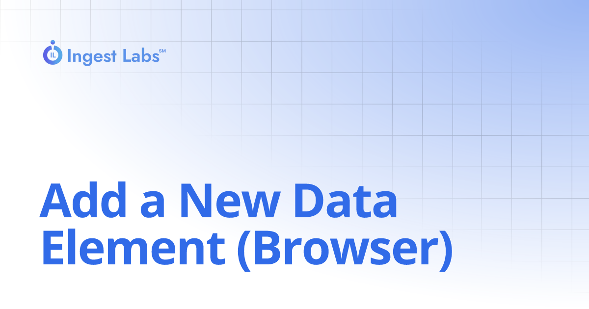 Add a New Data Element (Browser) | Ingets Labs Documentation